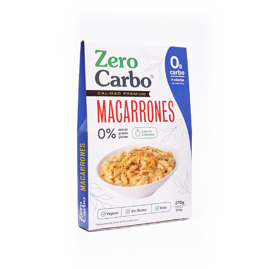 Macarrones Konjac pasta precocida sin gluten 270g Zero Carbo | Zero Carbo
